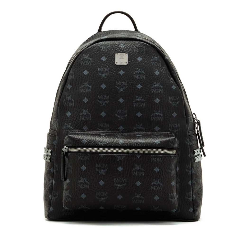 Authentic Mcm Stark Side Studded Backpack In Visetos - Gem